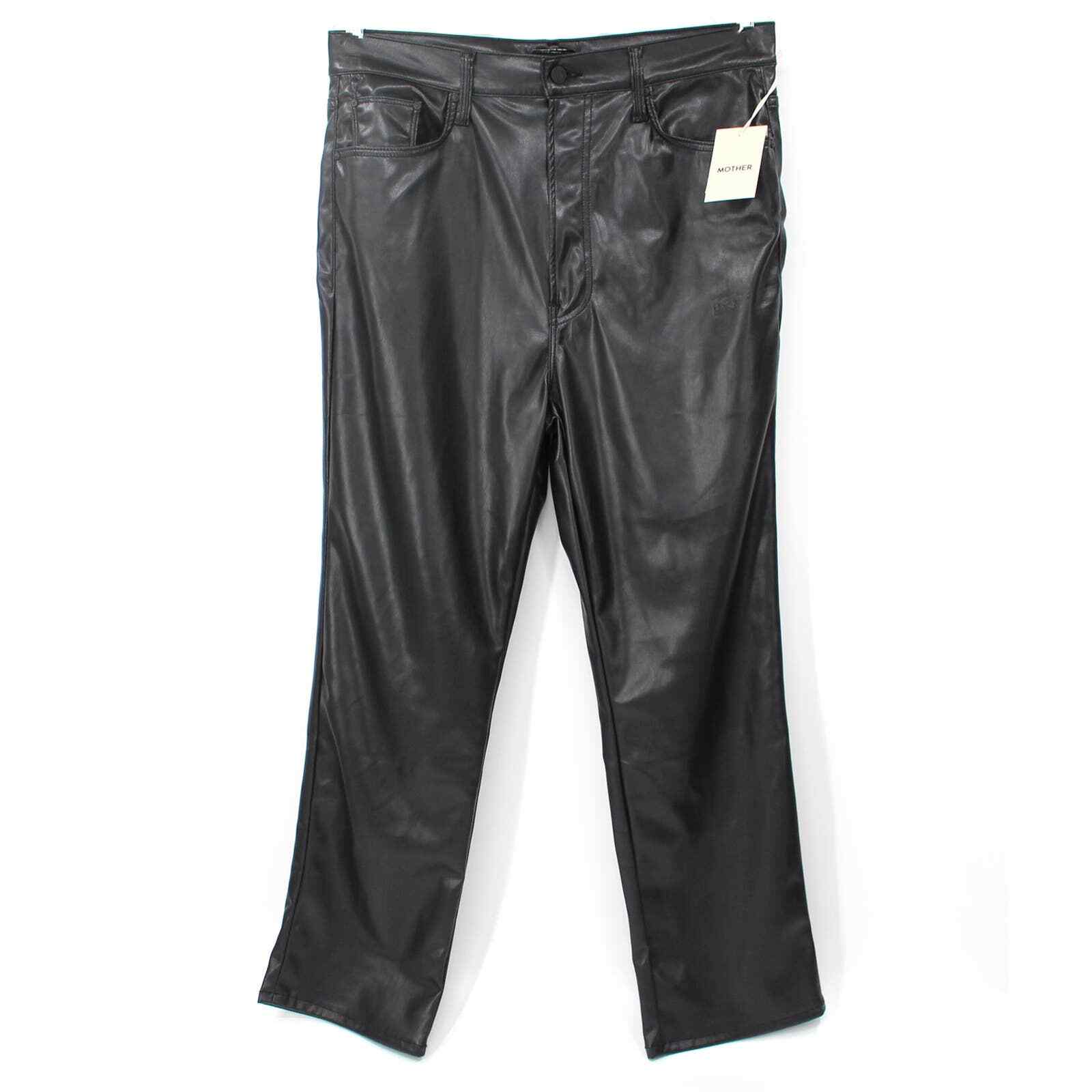 Mother High Waisted Faux Leather Rider Pants 34 Straight Leg Ankle | eBay