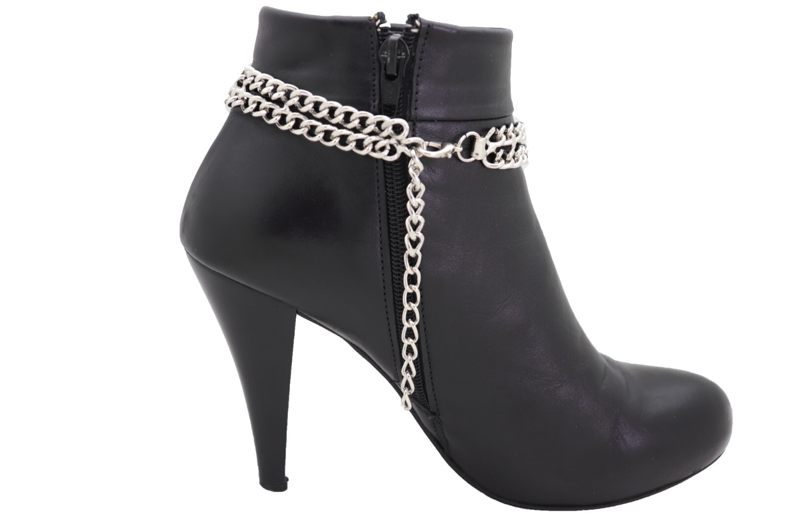 Women Silver Metal Chain Double Strand Boot Bracelet Anklet Shoe ...