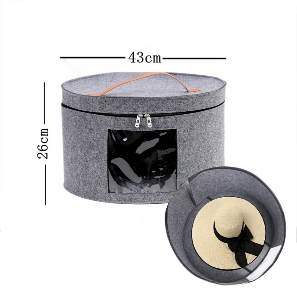 Round Felt Hat Box 16" D x 10" H Storage Containers Wardrobe Boxes ...
