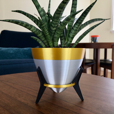 Bullet Pot Planter Atomic Age MidCentury Modern Decor Rocket Office ...