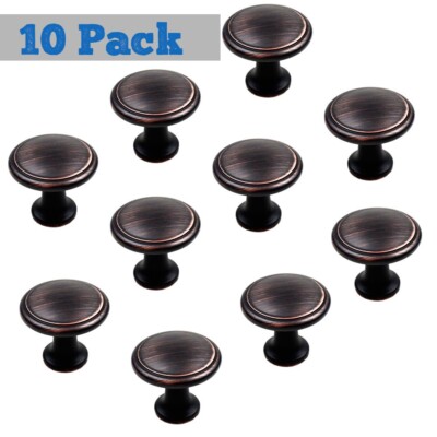 10 Pack Round Disk Knobs *Oil Rubbed Bronze* Kitchen Bath Cabinet Pull ...
