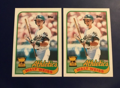 1989 Topps # 316 WALT WEISS Rookie Lot 2 Oakland Athletics Set Break ...