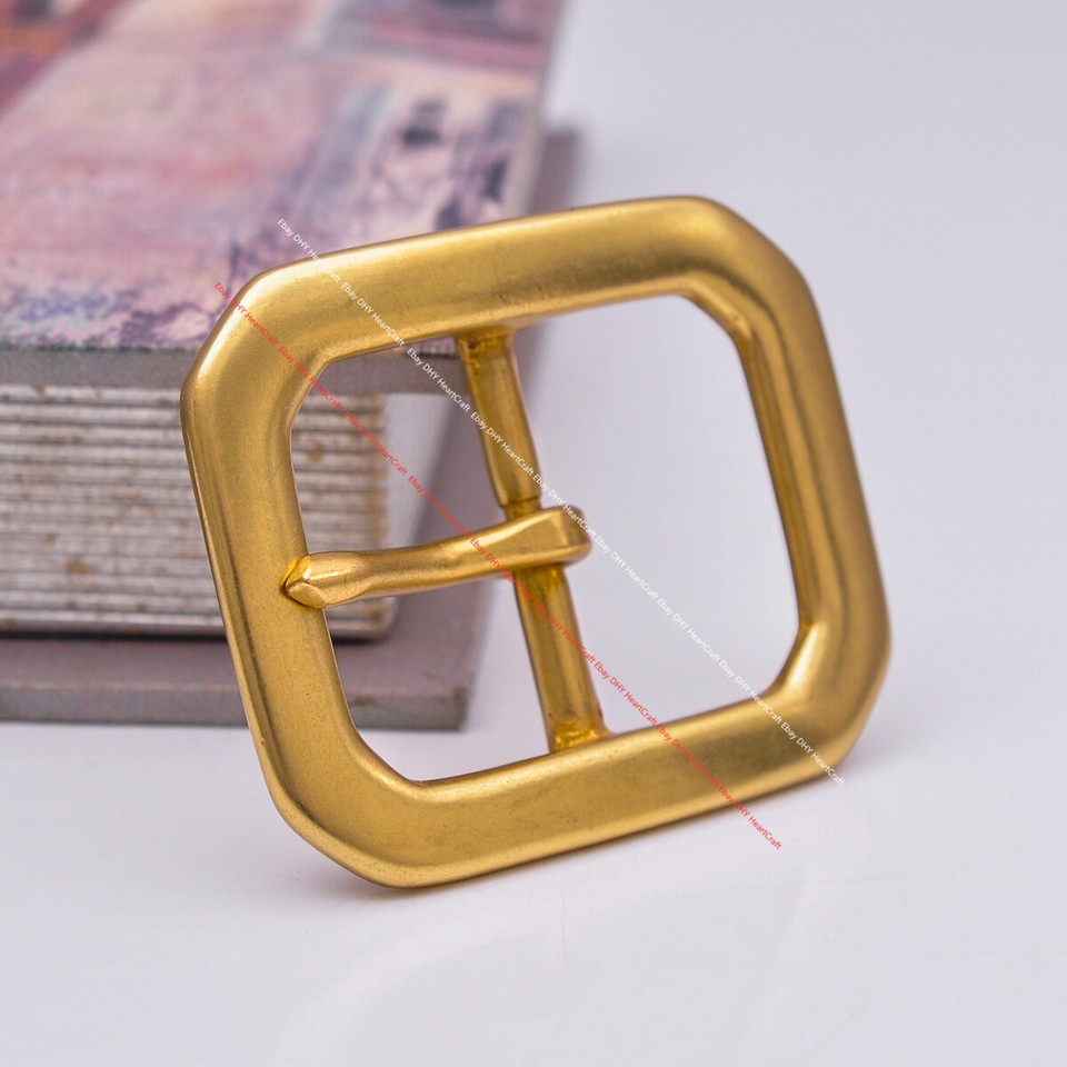 GOLD 40MM QUALITY REAL SOLID BRASS SQUARE WIDE CENTER BAR BELT BUCKLE ...