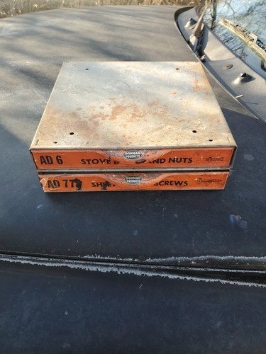 Vintage Dorman Products Metal Screw Drawer / Storage Box Orange, AD 31C ...