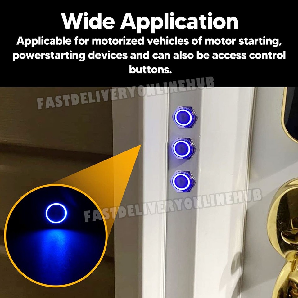 2/4x16mm Waterproof Switch Metal Push Button Momentary ON/OFF 12V IP67 ...