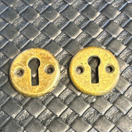 2 Vintage Antique Heavy Round Cast Brass Keyhole Escutcheons 1 5/16" | eBay