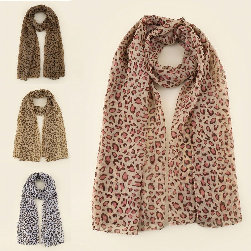 2PCS Women Hajib Chiffon Scarves Long Wide Printed Voile Tudung Leopard ...
