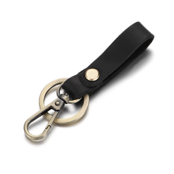Men's Women's Style Genuine Leather Loop Keychain Car Key Clip Ring ...