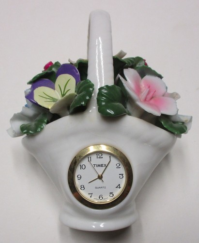 Vintage porcelain ceramic Timex china case flower basket clock | eBay
