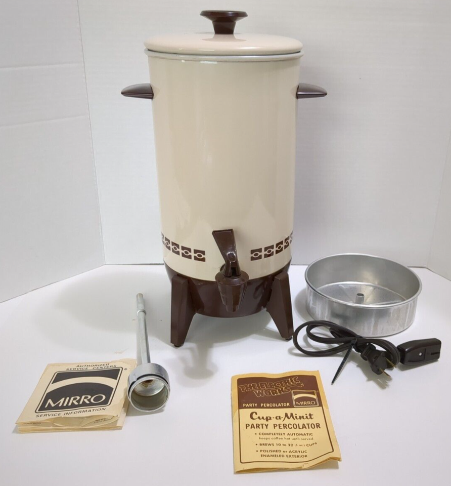 Vintage Mirro-Matic Tan Electric Percolator Aluminum 22-Cup Model M ...