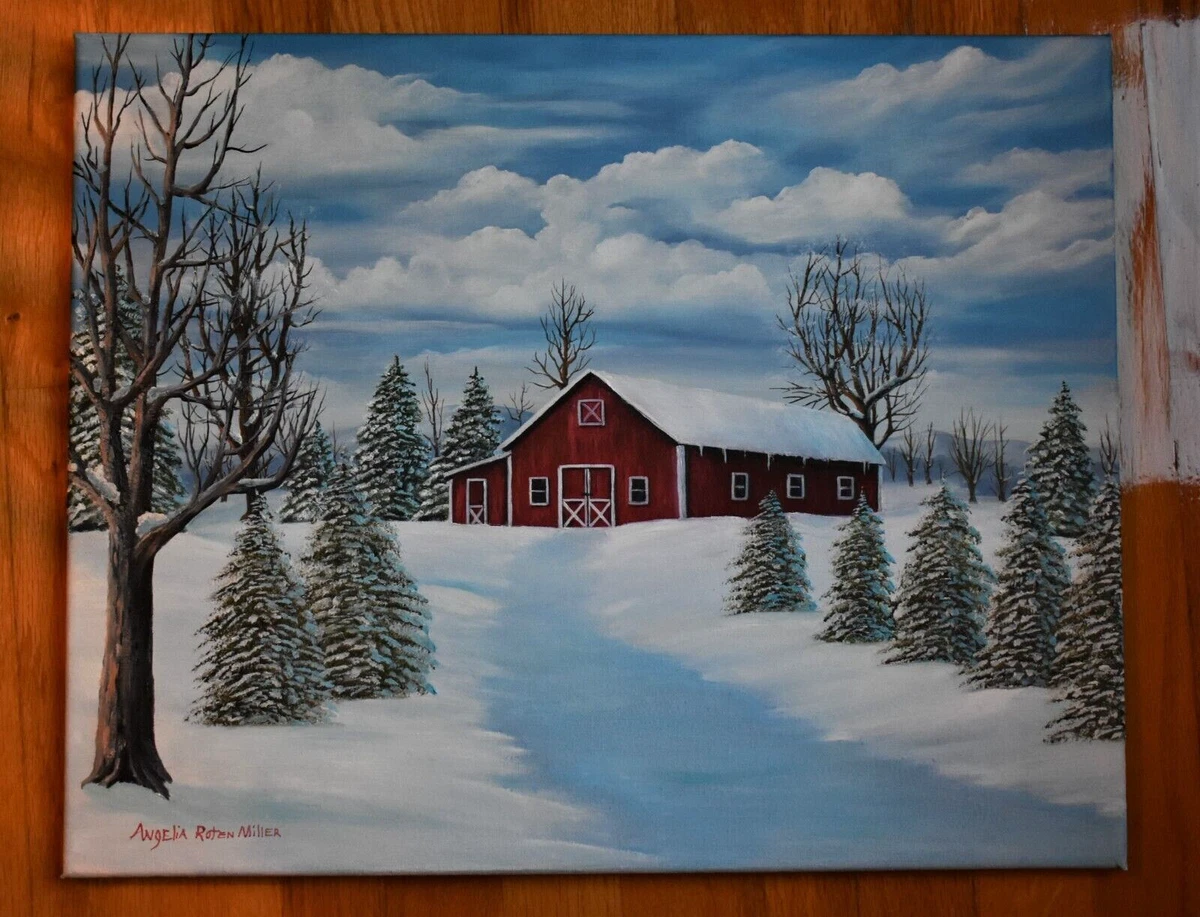 Simple Red Barn Painting