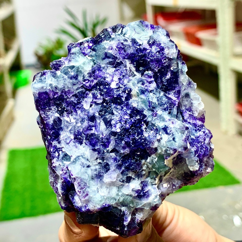 316G Rare transparent purple cubic fluorite mineral crystal sample ...