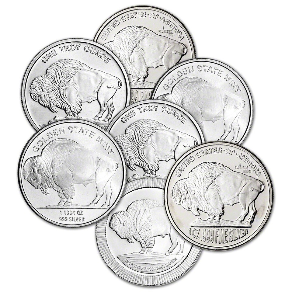 TWENTY 1 oz. Silver Round Buffalo Design Random Brand Secondary Market ...
