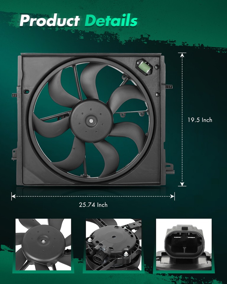 For 2017 18-2019 Nissan Rogue Sport Radiator Black Cooling Fan Assembly ...