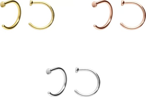 PIERCINGLINE Nasenpiercing Stecker 14 Karat Gold Nasenring offen PLATTE ...