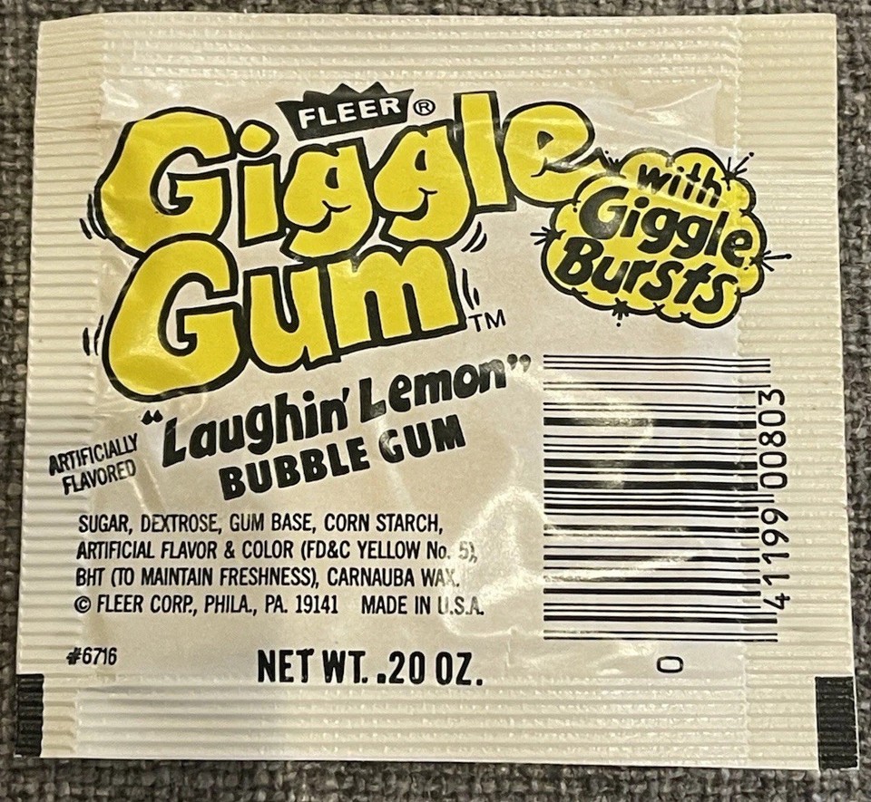 Vintage FLEER LAUGHIN’ LEMON GIGGLE GUM With Giggle Bursts Sealed NOS ...
