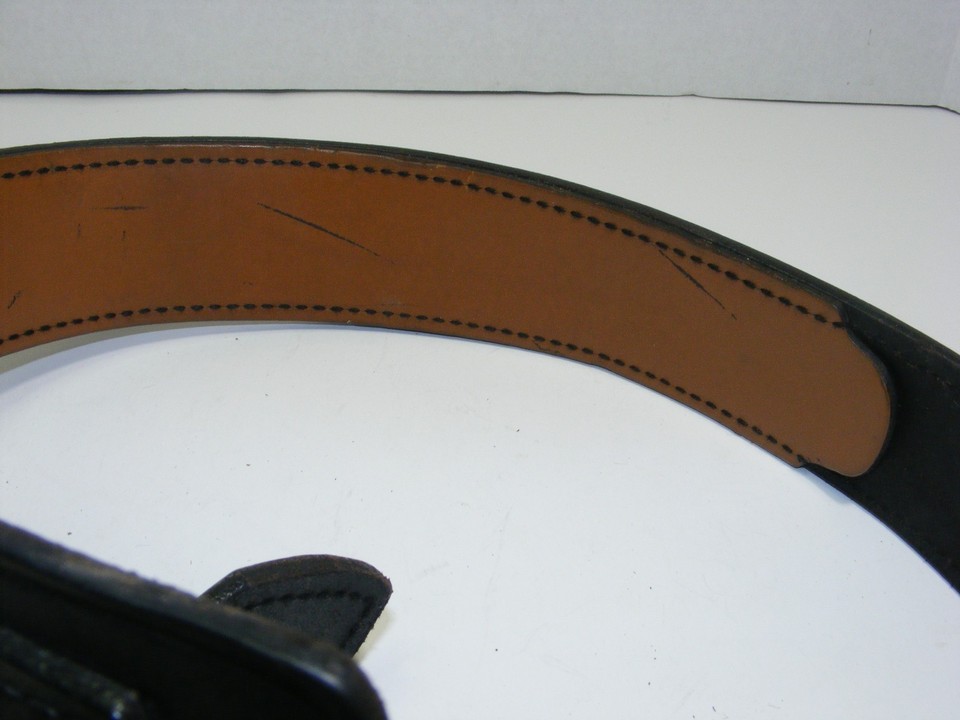 VINTAGE JAY PEE BLACK BASKETWEAVE LEATHER POLICE MILITARY BELT SIZE 36 ...