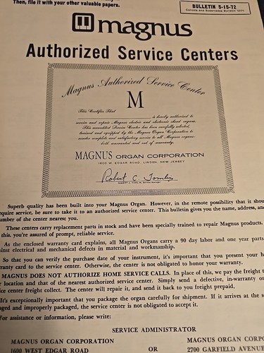 Lot 1 Magnus Library Music Made Simple Books 2 Organ Warranty 3 Service ...