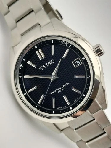 SEIKO Brightz SAGZ083 Radio Solar Titanium Black Watch Used | eBay
