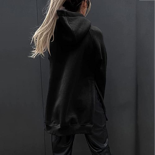 Side Split Warm Hoodie Autumn Long Sleeve Hooded Sweatshirt Pullover ...