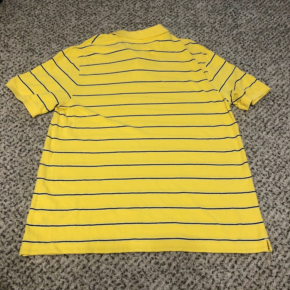 NICE Chaps Yellow Blue Striped Short Sleeve Polo Short Sleeve Shirt Men ...