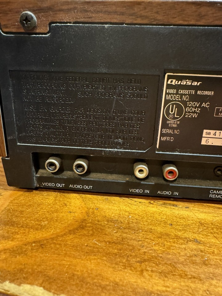 Vintage Quasar Model VH5245XW (1984) Parts Or Repair | eBay