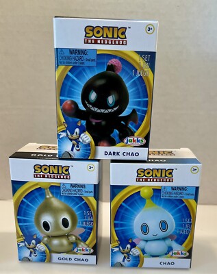 Sonic The Hedgehog Chao 2.5” Figures Set of 3-Chao, Gold Chao & Dark ...