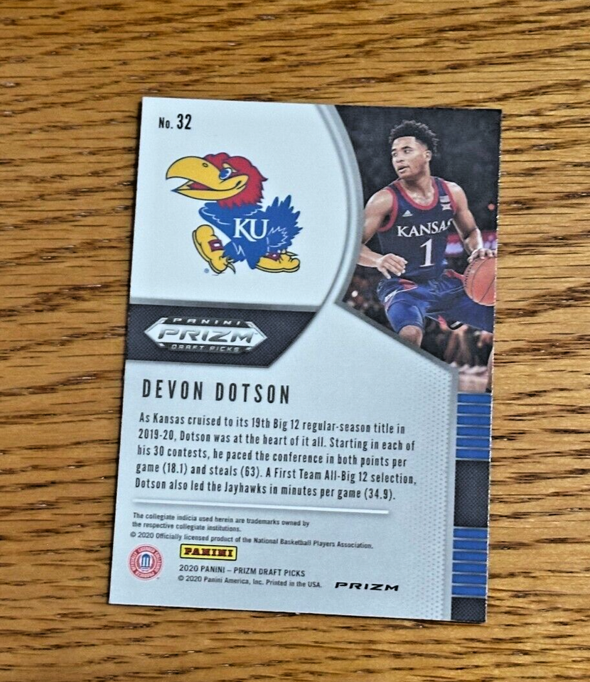 DEVON DOTSON 2020-21 Panini Prizm Draft Picks #32 Rookie RC Purple Wave ...