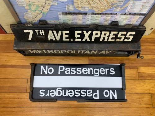 NY NYC SUBWAY ROLL SIGN R10 BMT IND 1968 2 NO PASSENGERS NOT IN SERVICE ...