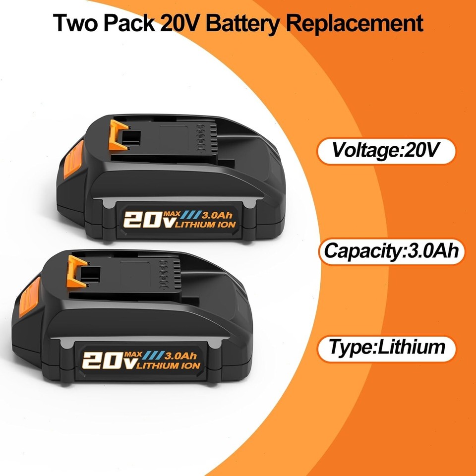 pack For WORX 20V MAX Extend Lithium Battery 20 Volt WA3520 WA3525 ...
