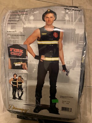 Fire Away Fireman Chief Costume Adult NEW in Retail Packaging Mens L ...