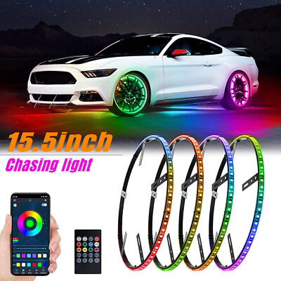 Set 4x 15.5'' RGB Wheel Ring Light LED Kit For Truck Car Rim Light ...