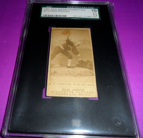 1887 N172 Old Judge Baseball Card FRED PFEFFER Chicago White Sox SGC 70 ...