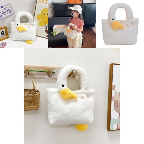 Cute Fluffy White Goose Bag For Girls Breathable Lightweight Plush ...