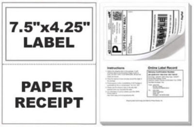 1000 Self Adhesive Mailing Shipping Labels W/ Tear Off Paper Receipt ...