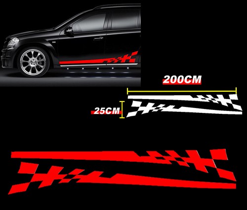 Red Stripe Side Skirt Pinstripe Decals Stickers Universal Vinyl Racing ...