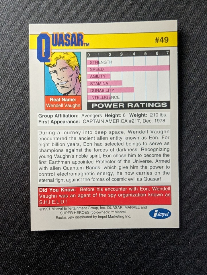 QUASAR #49 1991 Impel Marvel Universe II Super Heroes | eBay