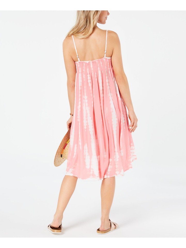 RAVIYA Women's Pink Button Up Hi-Low Hem Smocked Adjustable Swimsuit ...