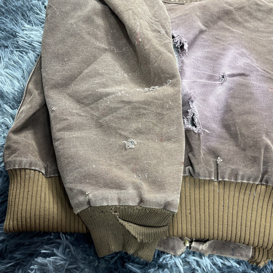 Vintage Carhartt J14 Dk8 Santa Fe Bomber Work Canvas Jacket Size Large ...
