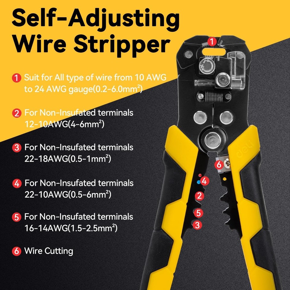 Self-Adjusting Wire Stripper, 3-in-1 Automatic Wire Stripper Tool Wire ...