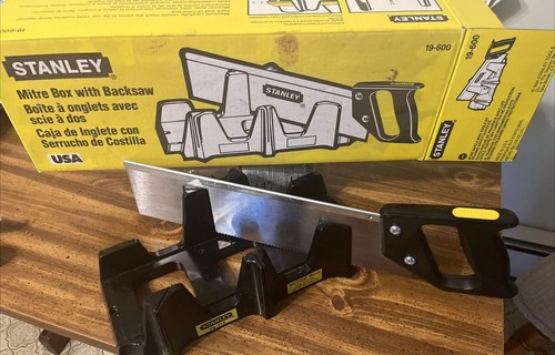 Used Stanley Miter Box With Back Saw 19-600 14”mitre Box For 45 & 90 degree USA | eBay