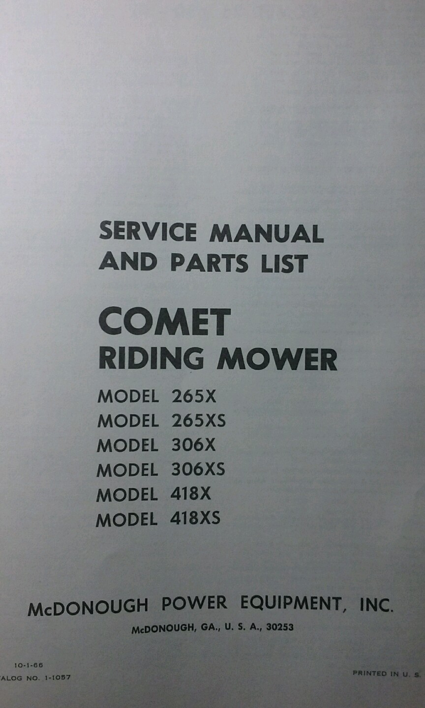 Snapper Comet Riding Lawn Mower Tractor Owner, Service & Parts Manual ...