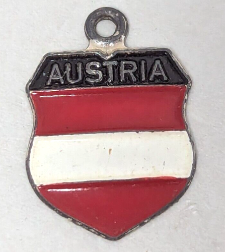 Vintage Austria Flag 800 Silver Enamel Travel Souvenir Shield Charm ...