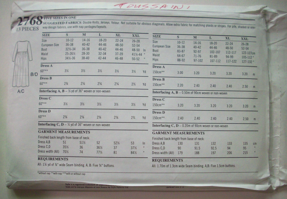 Loose fit button front dress pattern 2768 size 12 14 16 18 20 22 24 26 ...