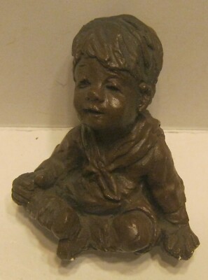 Vintage Resin Figurine SEATED LITTLE BOY by BABS MELLOR Wichita Kansas ...