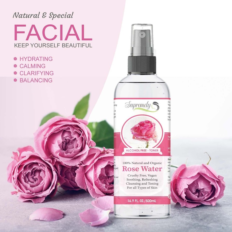 Rose Water Toner 100% Pure Natural Rose Water Spray Skin Face ...