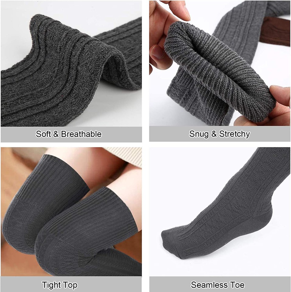 Long Socks Winter Warm Over Knee High Socks Knitted Women Long ...