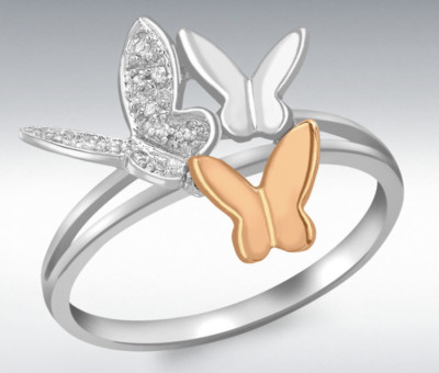 9ct White Gold Diamond Butterfly Ring | eBay Australia