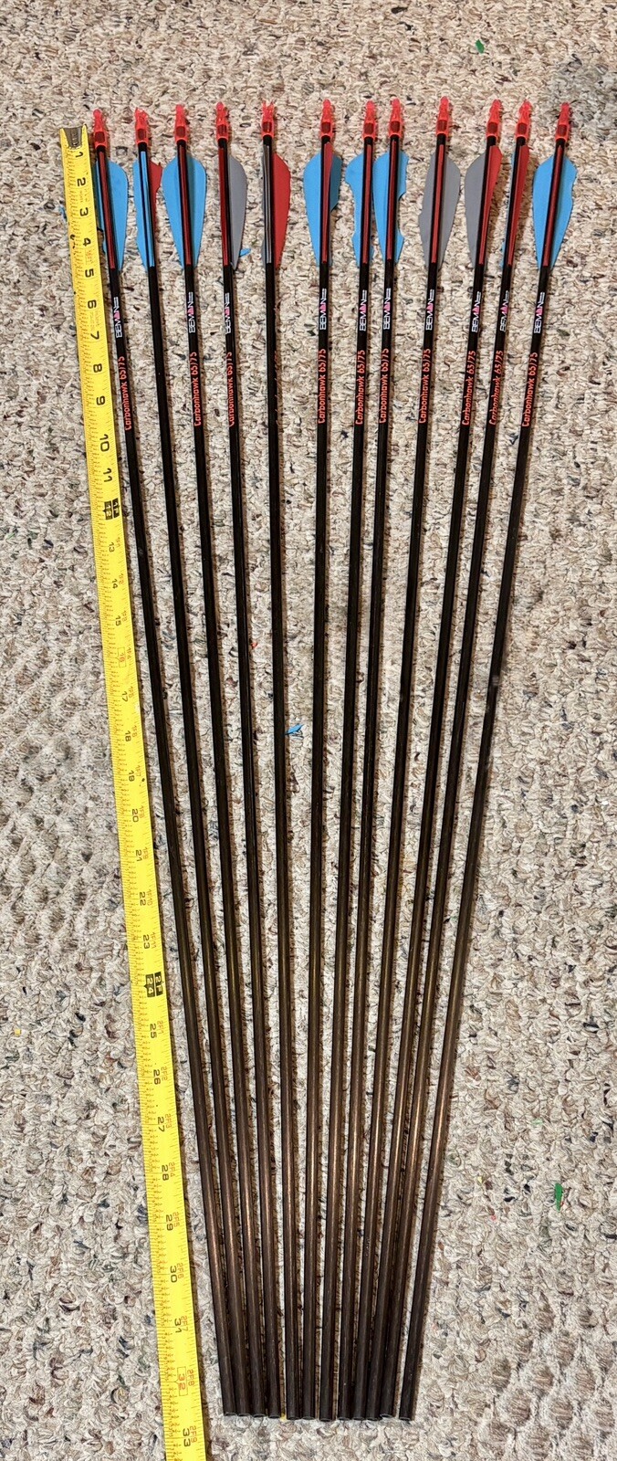 12- Beman CarbonHawk 65/75 Arrow Shafts w/nocks 1 Dozen No Tips Need ...