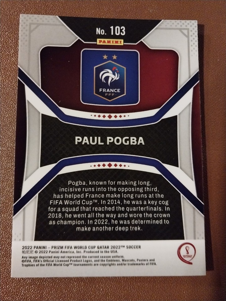 2022 PAUL POGBA PANINI PRIZM WORLD CUP SOCCER CARD #103 FRANCE QATAR | eBay